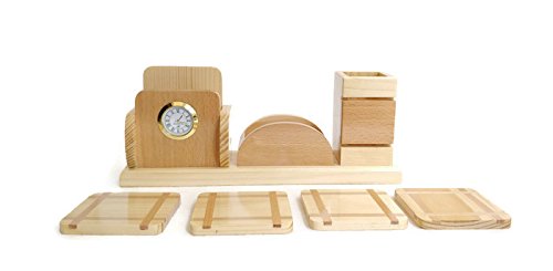 Shivom Crafts Wooden Big Size Tea Coasters, Pen Holder with Watch ...