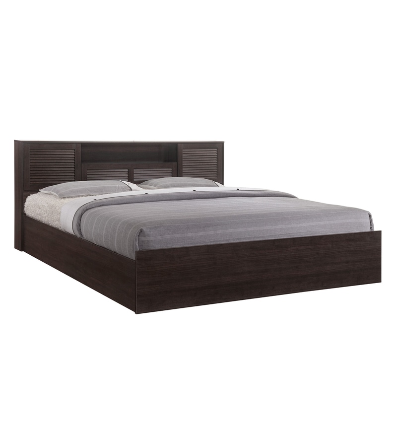 Bolton King Size Bed with Hydraulic Storage in Wenge Finish – HomeHabitat