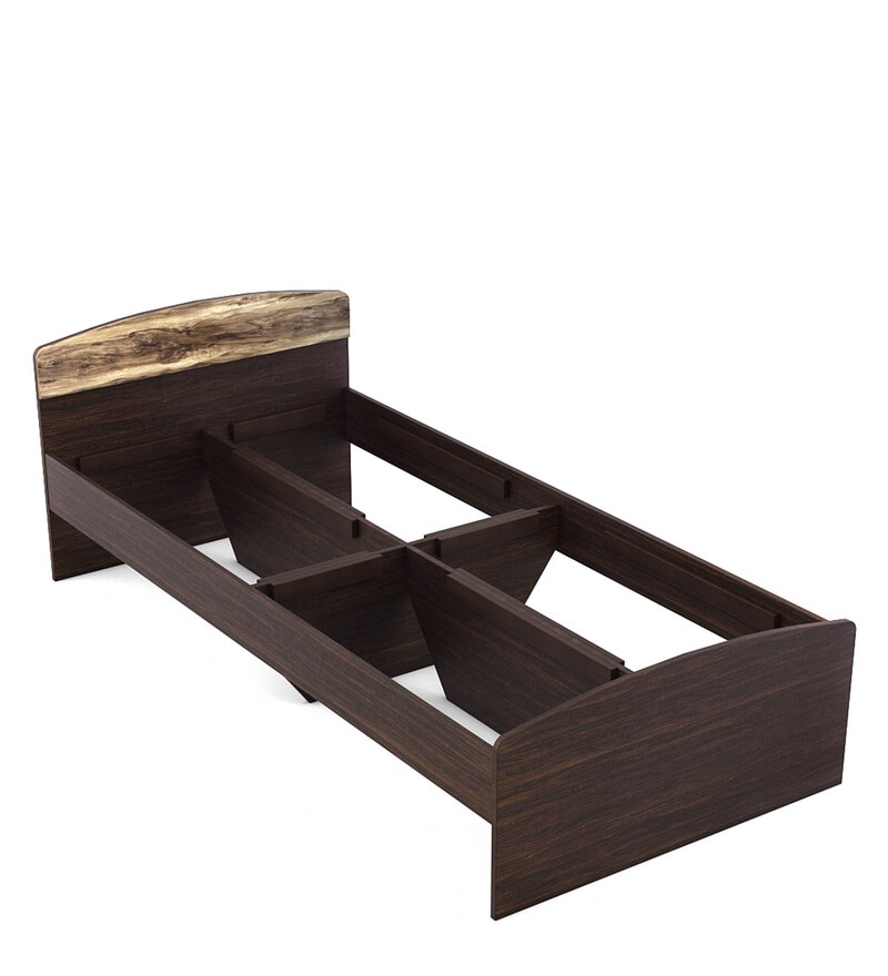 Ornet Single Bed In Walnut Finish – HomeHabitat